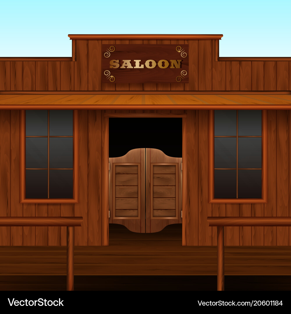 Western saloon entrance composition Royalty Free Vector