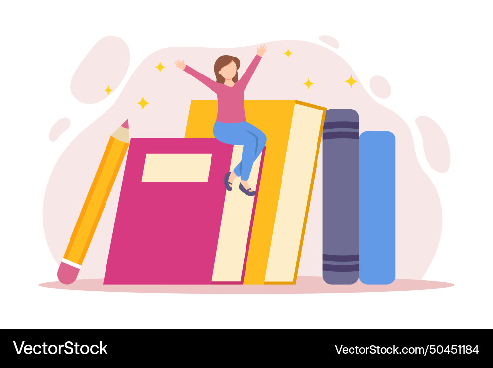 World book day flat design Royalty Free Vector Image