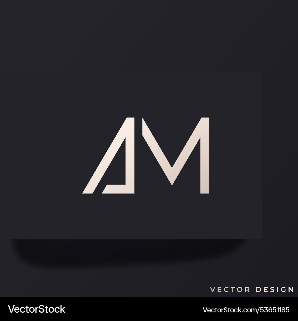 Am letters logo design monogram on card Royalty Free Vector