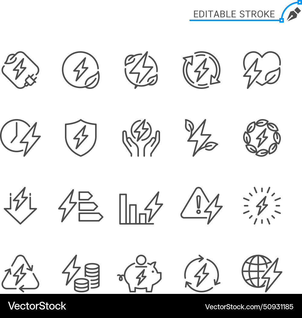 Energy saving line icons Royalty Free Vector Image