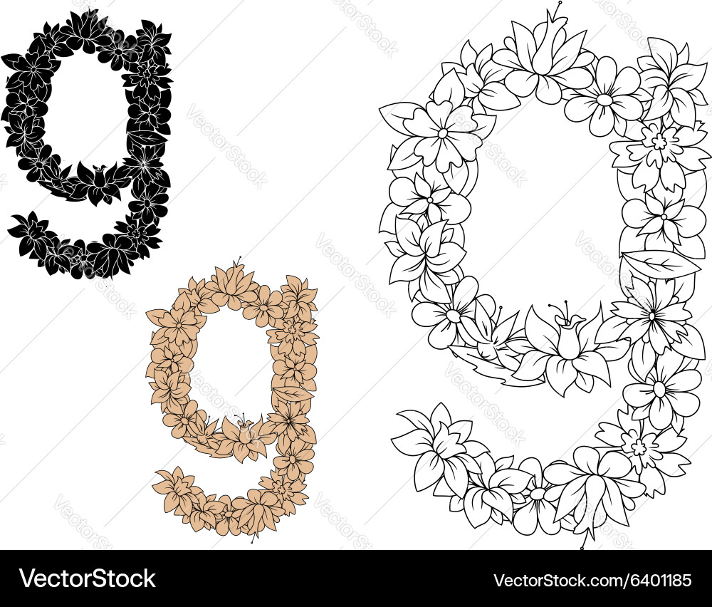 Floral alphabet lowercase letter g Royalty Free Vector Image