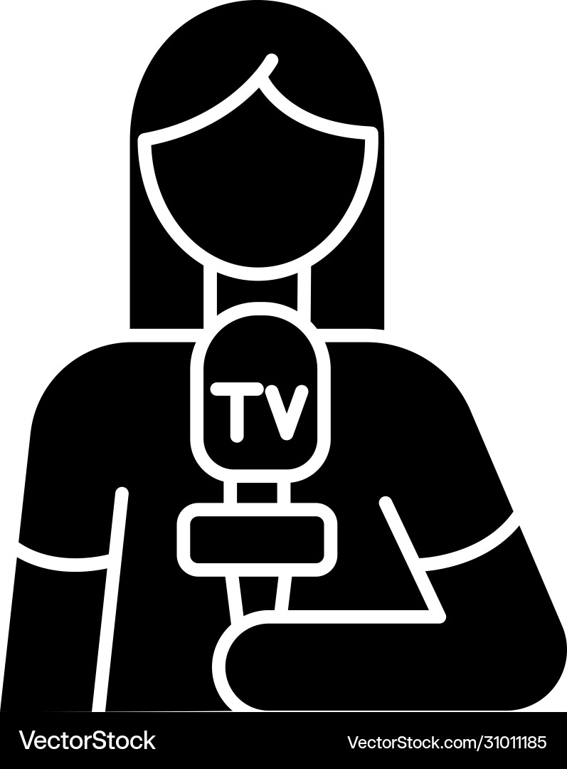 Journalist black glyph icon person delivering Vector Image