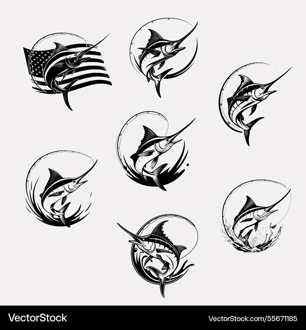 Marlin fishing svg fish hook Royalty Free Vector Image