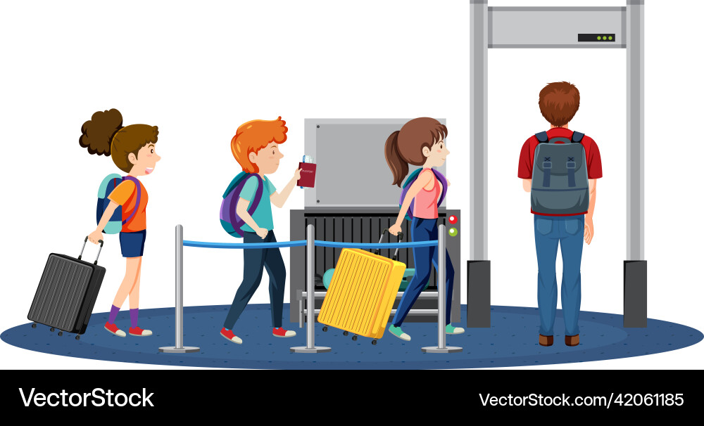 Passengers walking in a line to boarding gate Vector Image