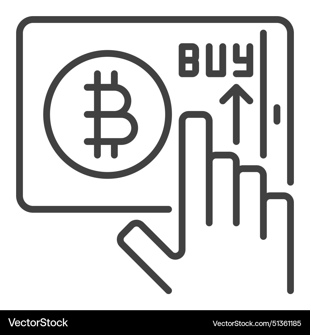 Tablet with bitcoin crypto trading linear icon Vector Image