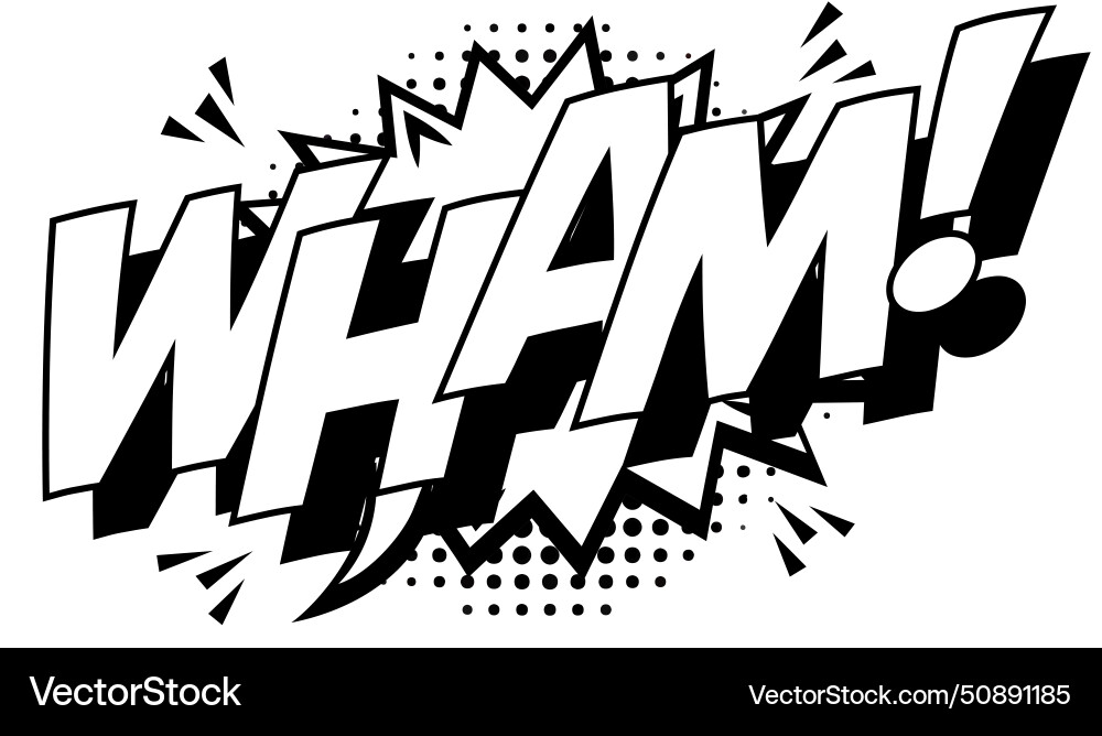 Wham text comic book style Royalty Free Vector Image