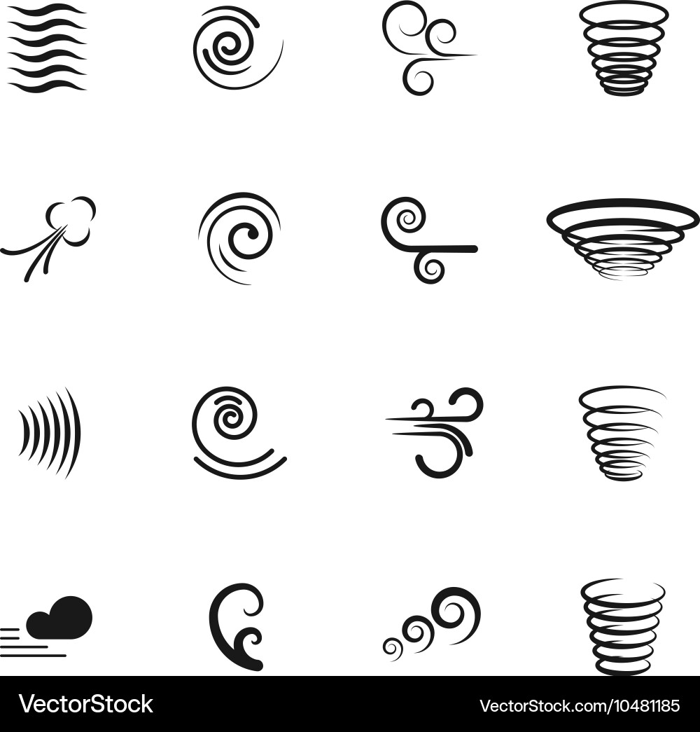 Wind motion icons set Royalty Free Vector Image