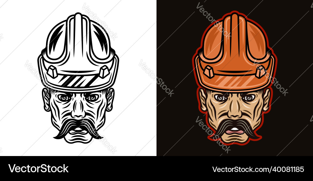Worker man in hard hat two Royalty Free Vector Image