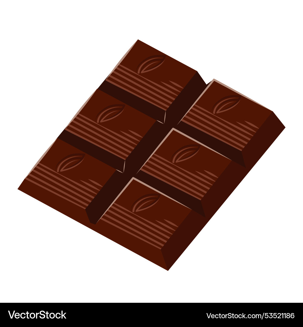 Chocolate bar in flat design dark cocoa dessert Vector Image