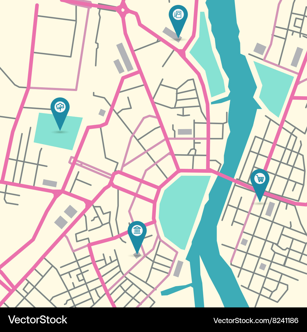 City map Royalty Free Vector Image - VectorStock