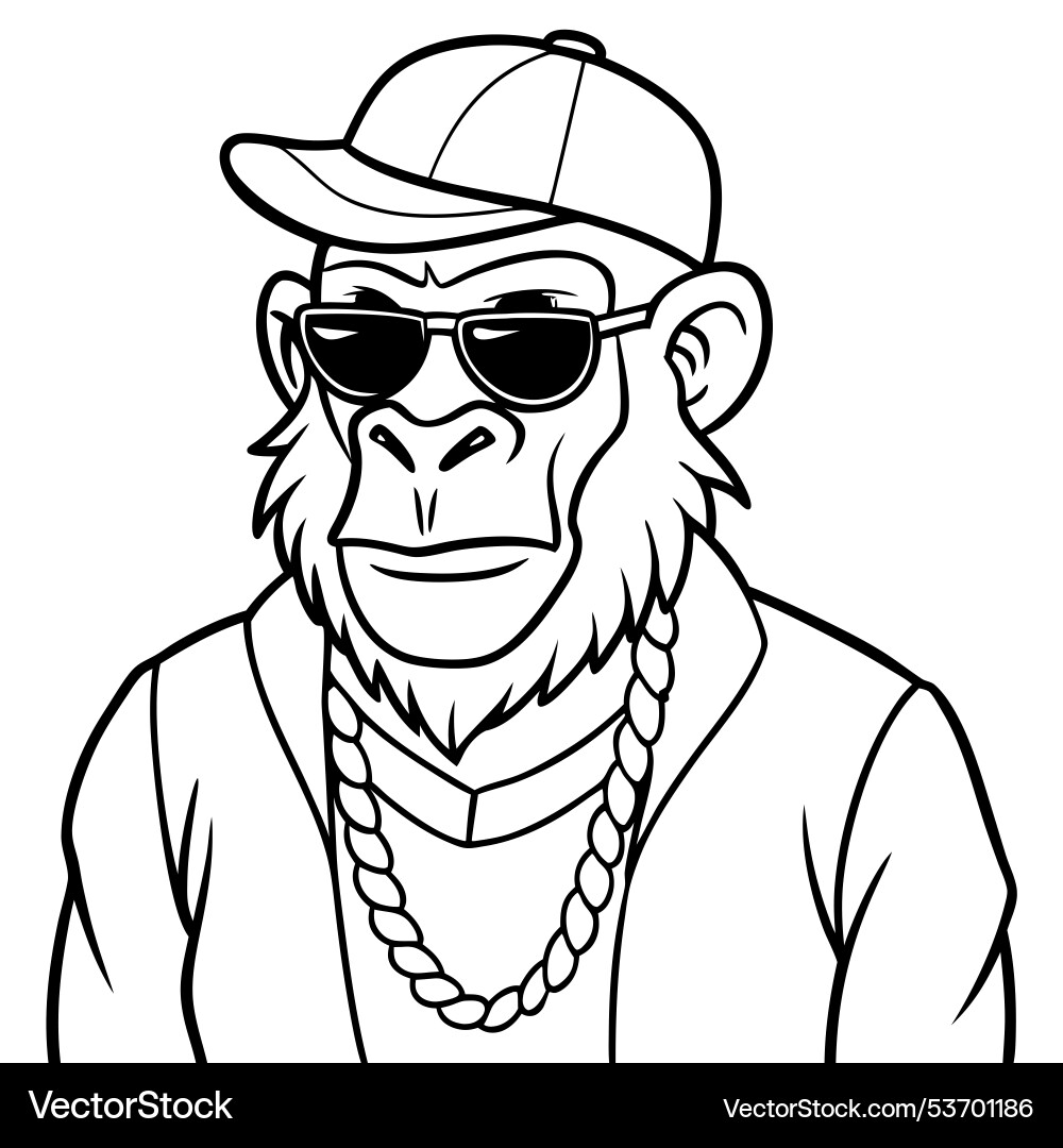 Cool monkey gorilla gangsta rapper in sunglasses Vector Image