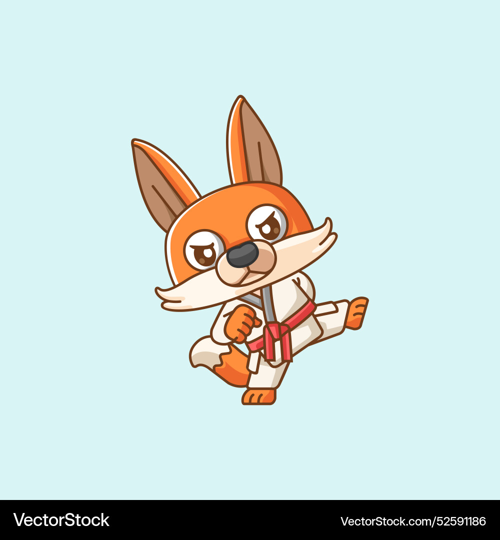 Cute fox karate training martial art kawaii chibi Vector Image