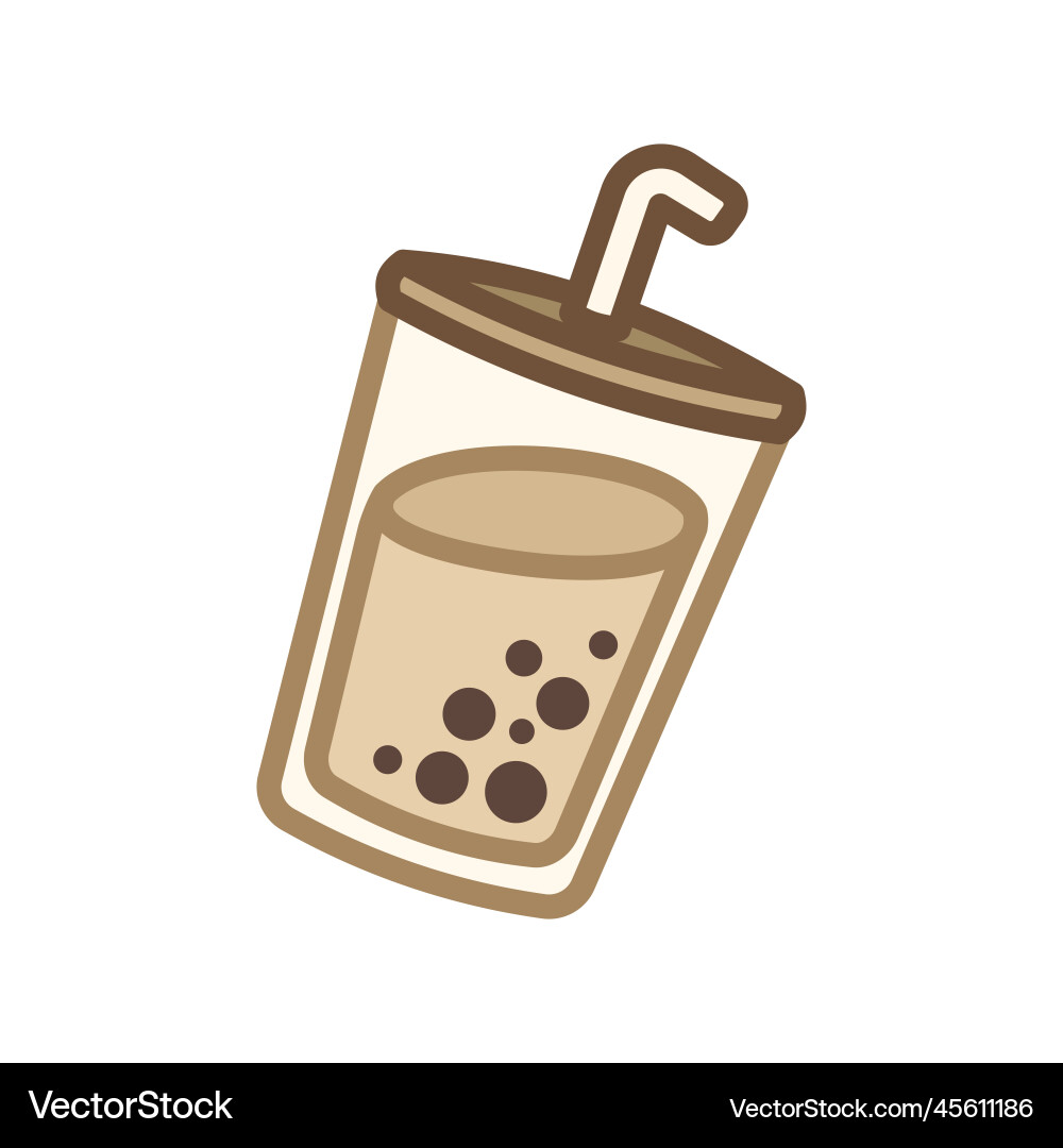 Cute milk tea bubble tilted with boba icon Vector Image