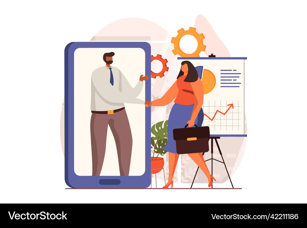 Digital business web concept in flat design Vector Image