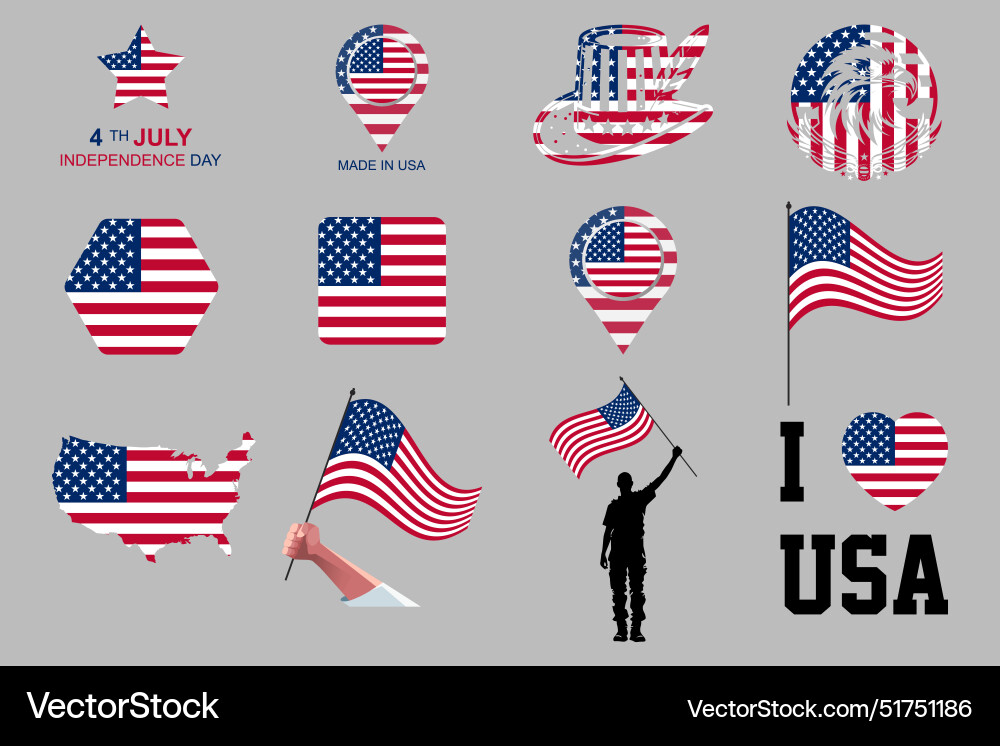Flag of usa set Royalty Free Vector Image - VectorStock
