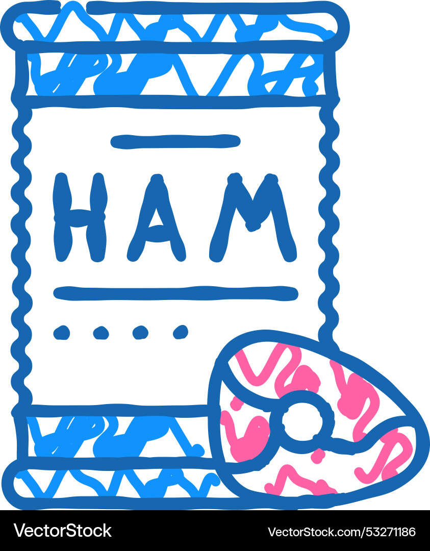 Ham canned food icon doodle Royalty Free Vector Image
