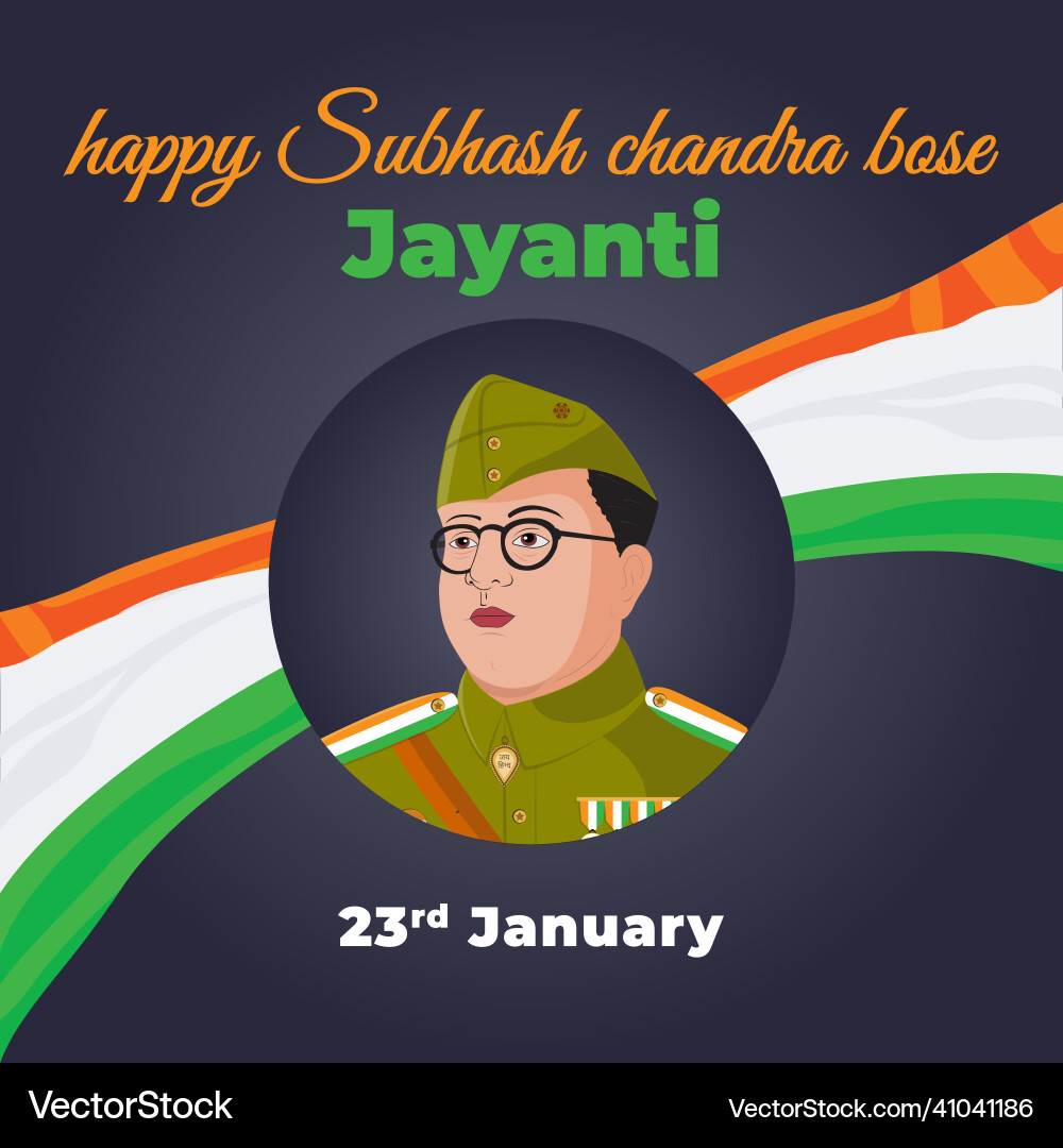 Happy subhash chandra bose jayanti banner design Vector Image