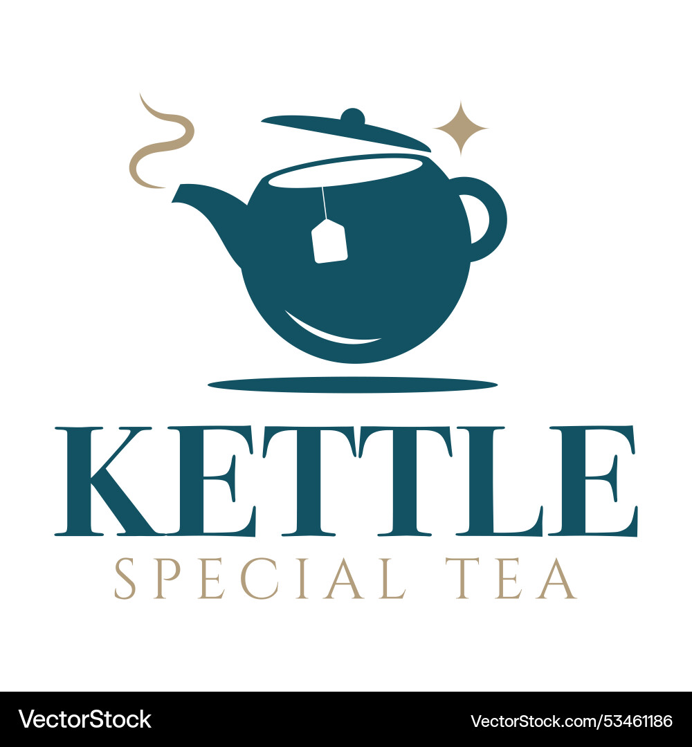 Kettle tea cafe flat minimalist logo design Vector Image