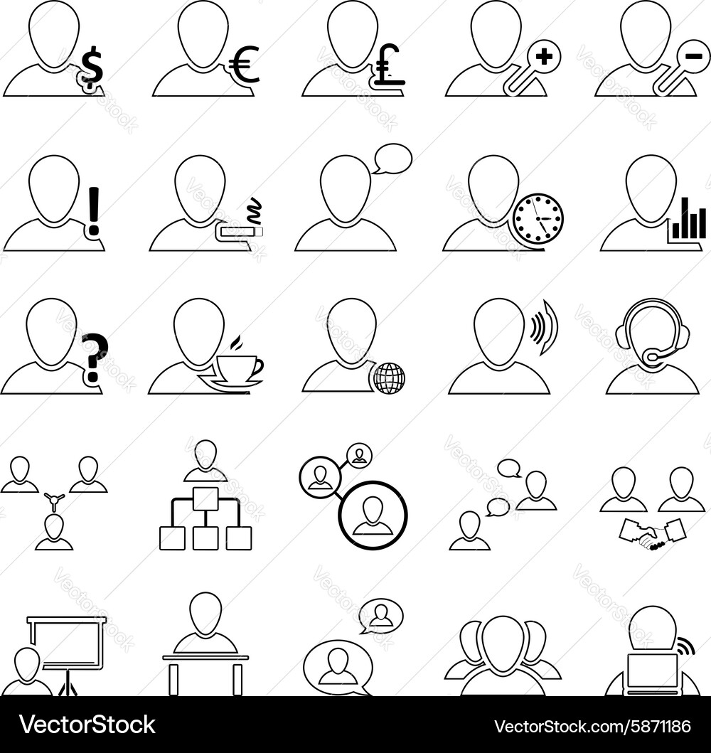 Office and people icon set Royalty Free Vector Image