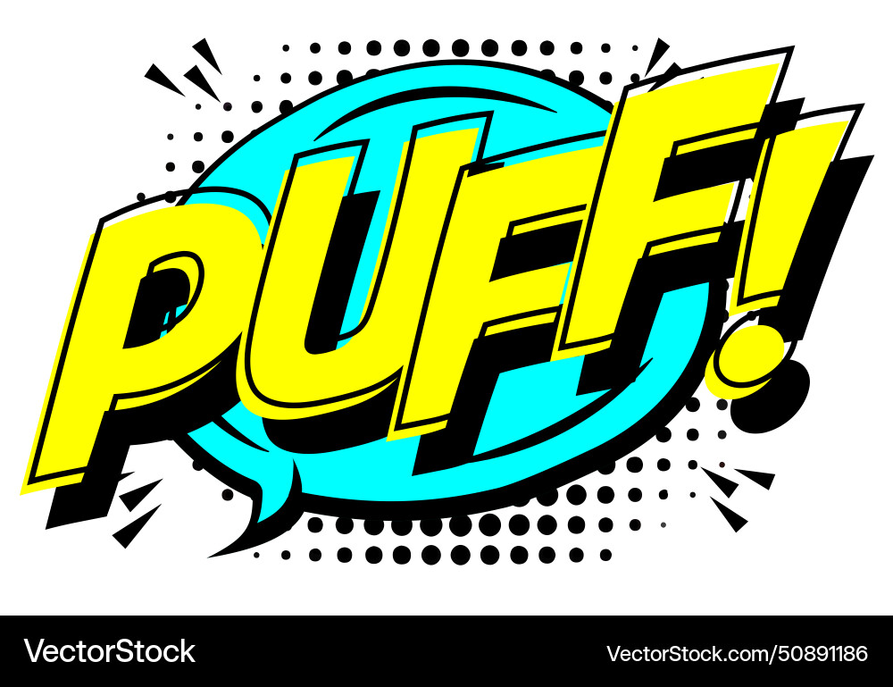 Puff comic sunburst text dotted background Vector Image