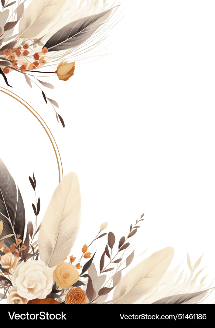 Rustic floral frame border for invitation Vector Image