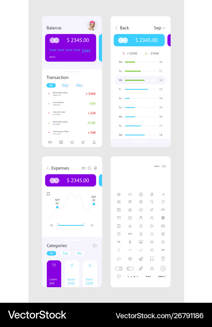 Ui bank payment system Royalty Free Vector Image