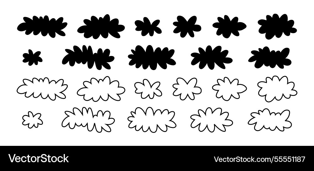 Cartoon cloud icon set fluffy shape flat Vector Image