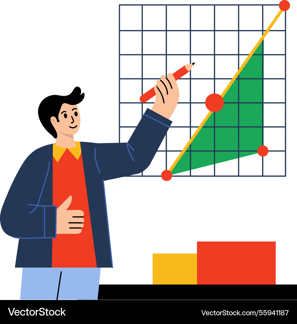 Character making a math diagram flat style illust Vector Image