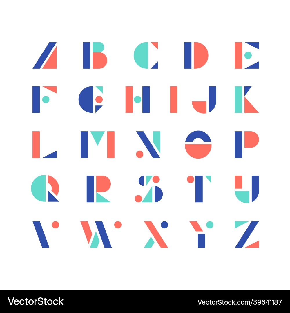 Creative geometric font abstract alphabet letters Vector Image
