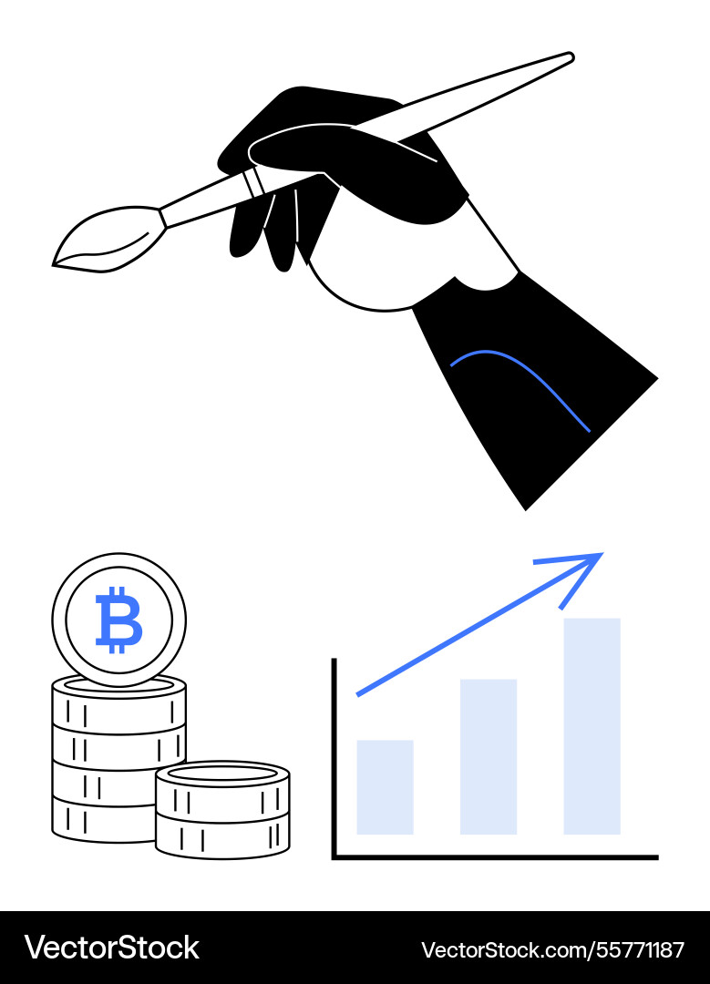 Creative innovation linking art cryptocurrency Vector Image