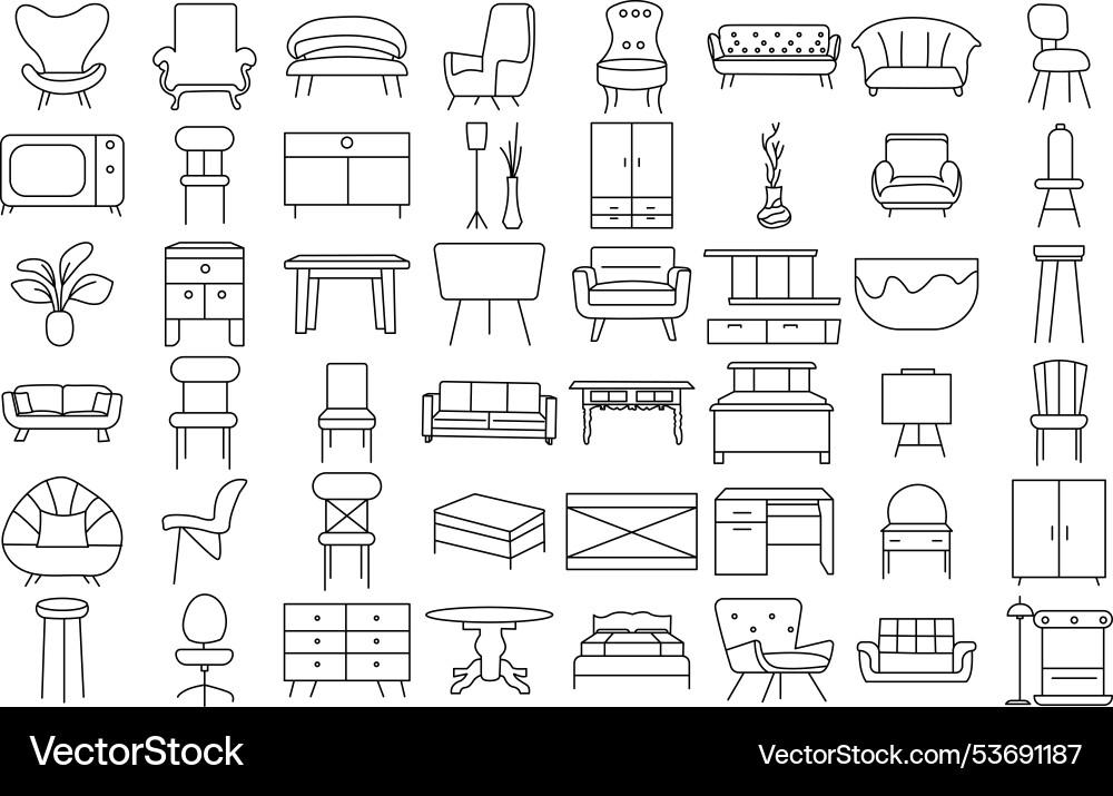 Furniture icon set Royalty Free Vector Image - VectorStock
