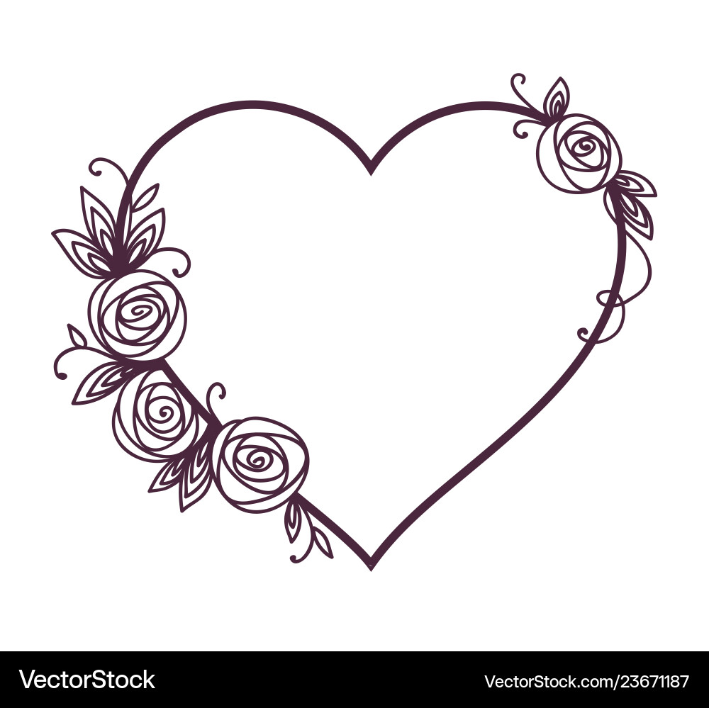 Heart shape with roses Royalty Free Vector Image