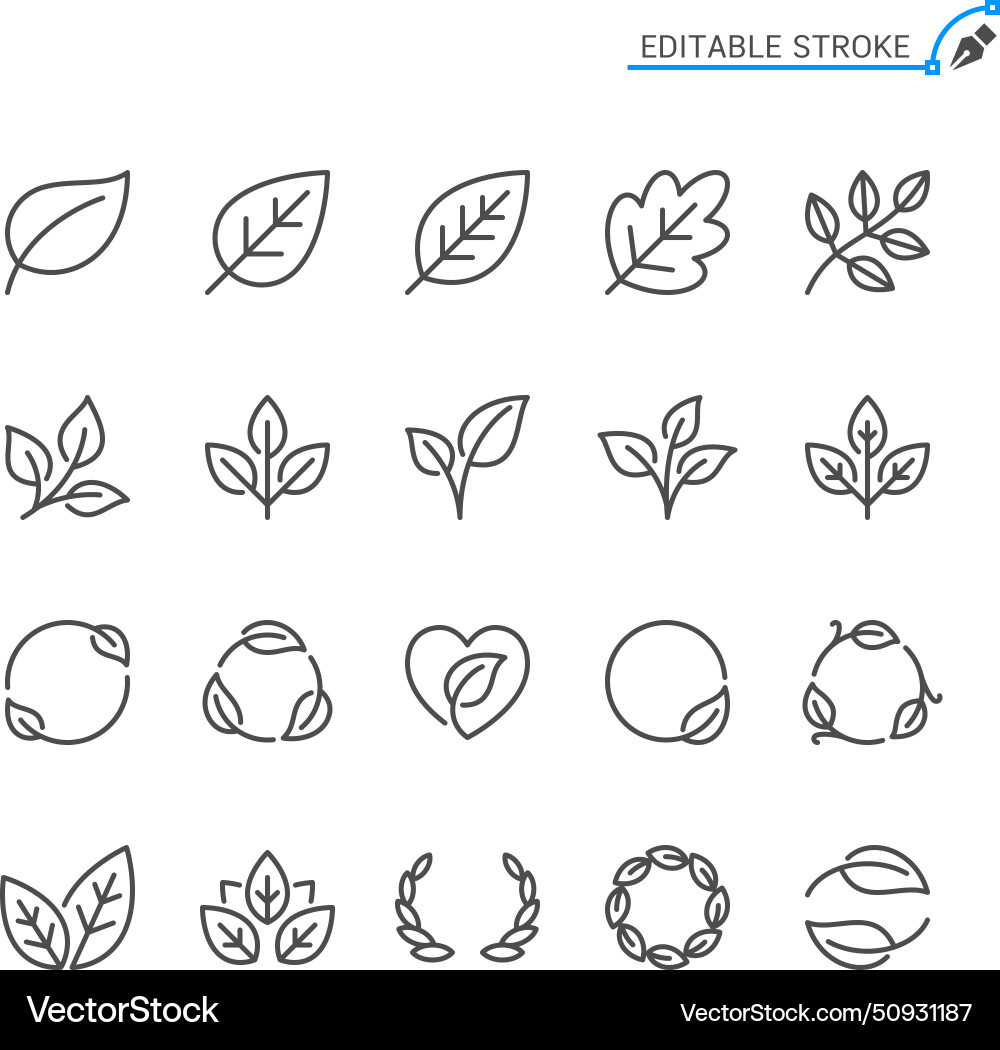 Leaf line icons Royalty Free Vector Image - VectorStock