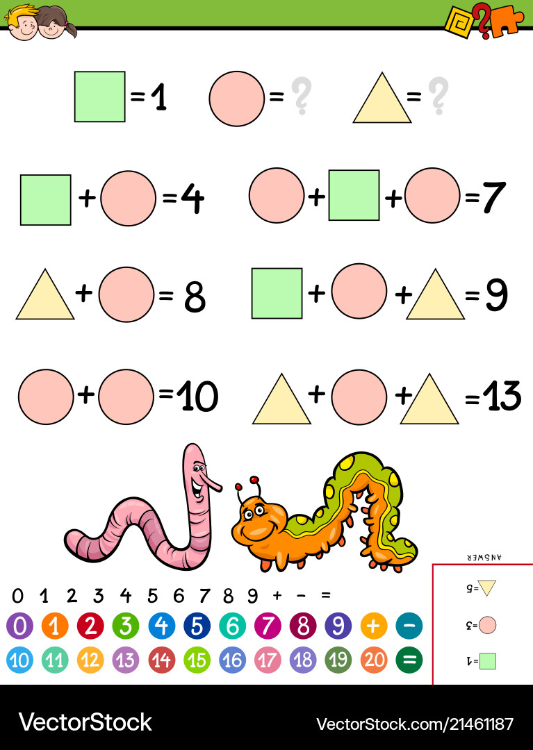 Maths calculation educational game for kids Vector Image