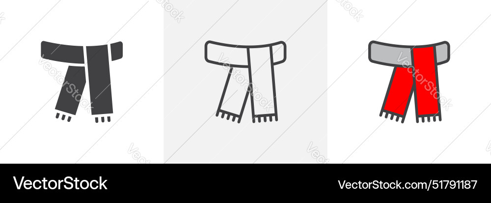 Scarf icon set black filled and outlined style Vector Image