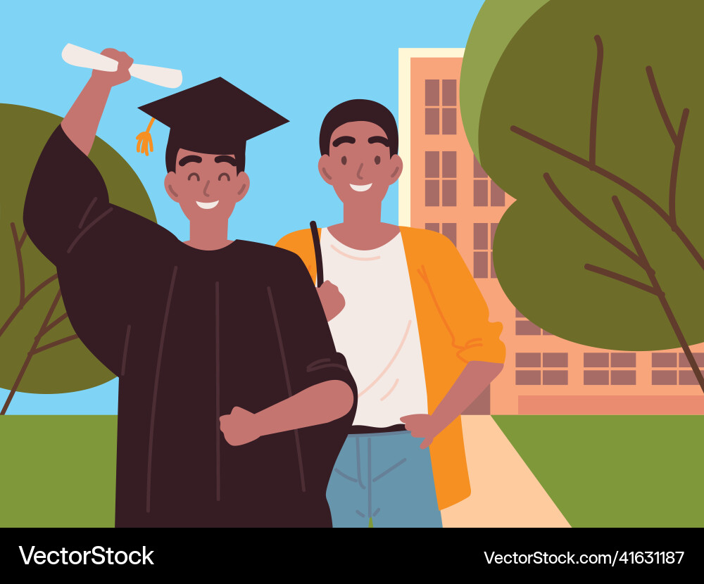 Student and graduate male Royalty Free Vector Image