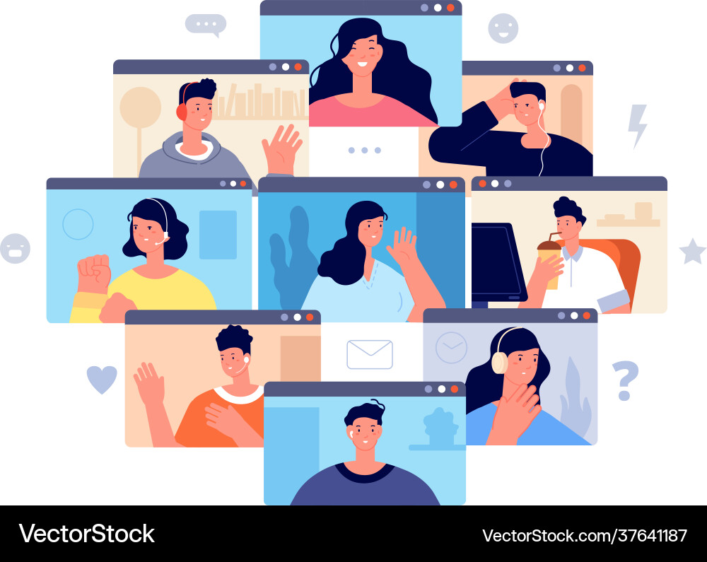 Video call concept virtual messages conference Vector Image