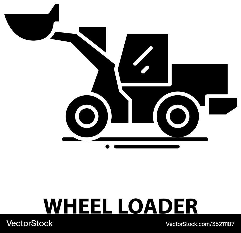 Wheel loader icon black sign with editable Vector Image