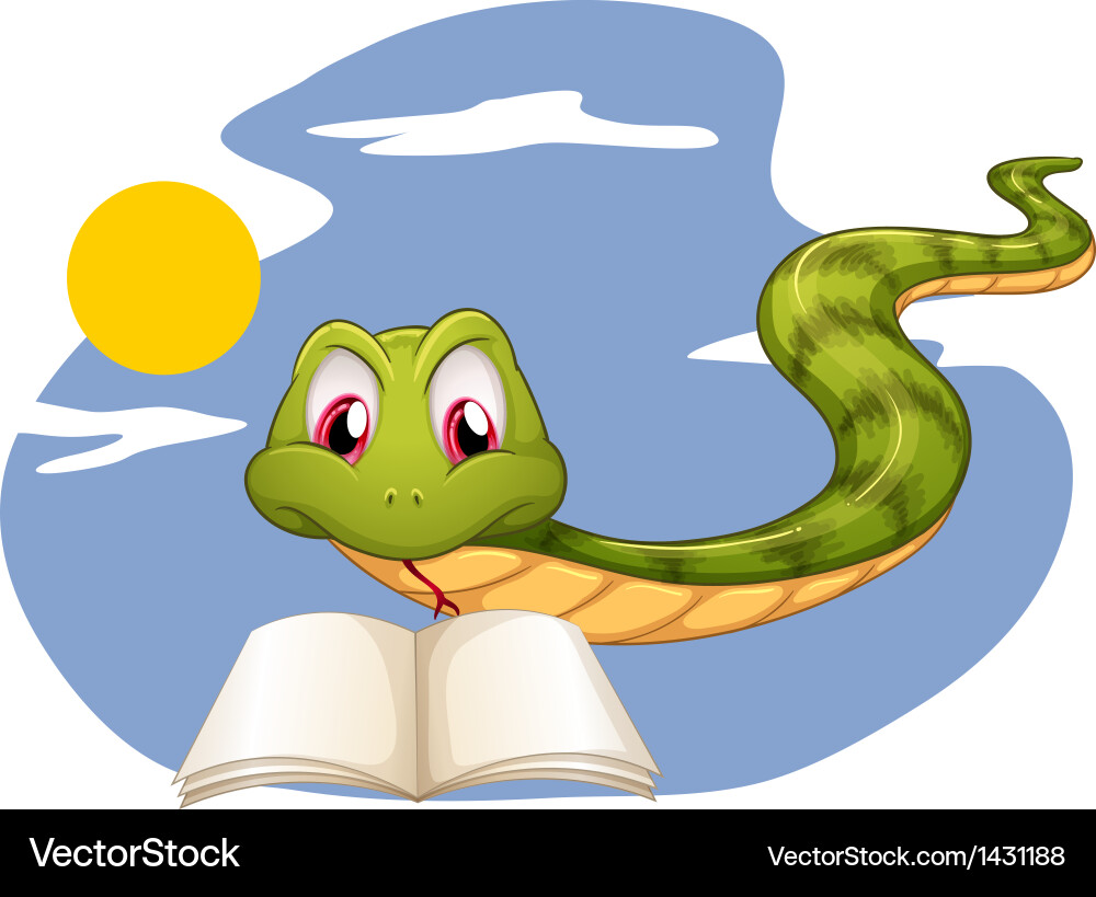 A snake reading Royalty Free Vector Image - VectorStock