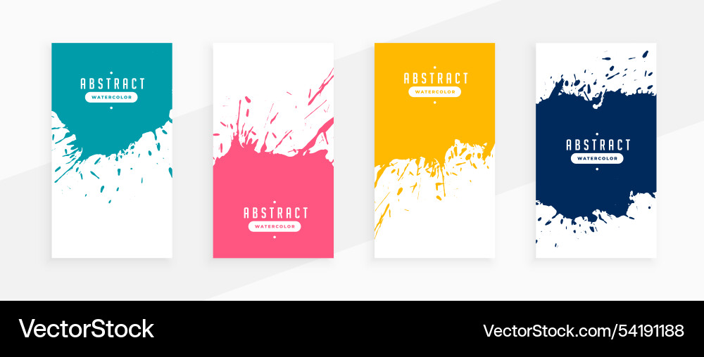 Abstract splatter banners set in four colors Vector Image