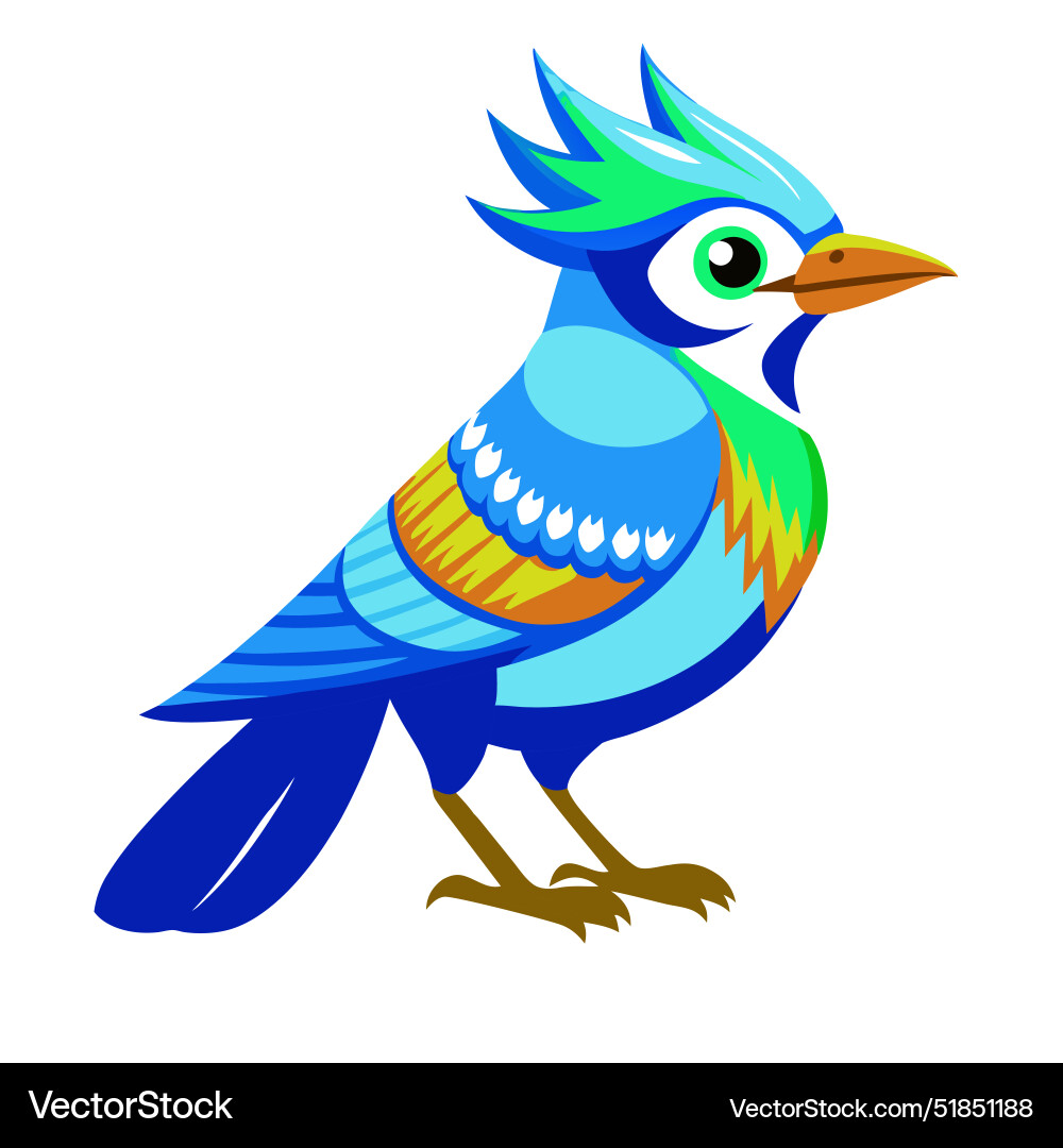 Blue bird cartoon jay Royalty Free Vector Image
