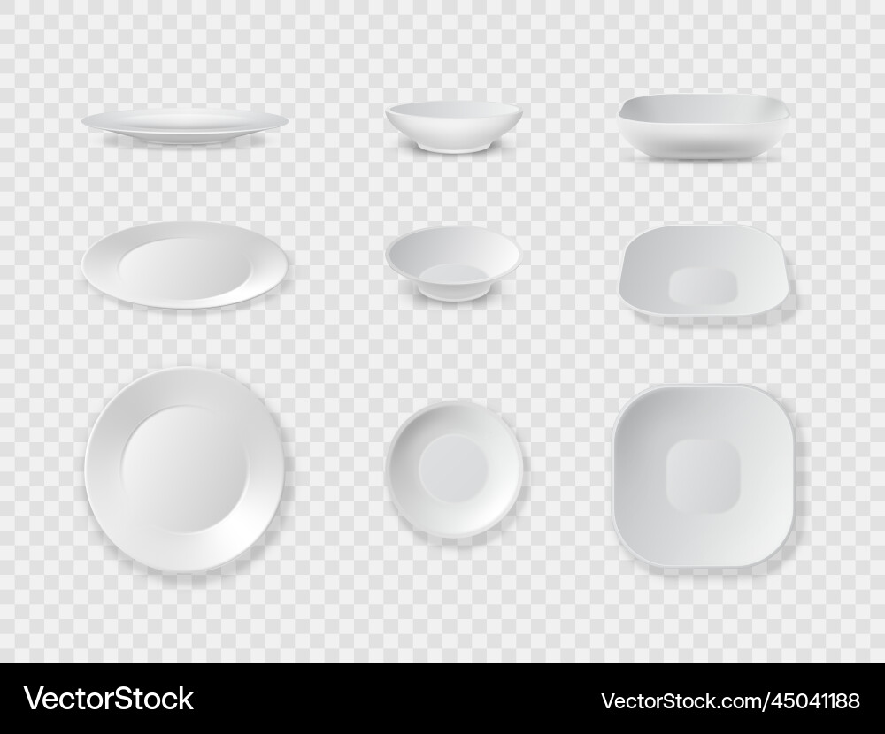 Ceramic dish realistic plate porcelain bowl Vector Image