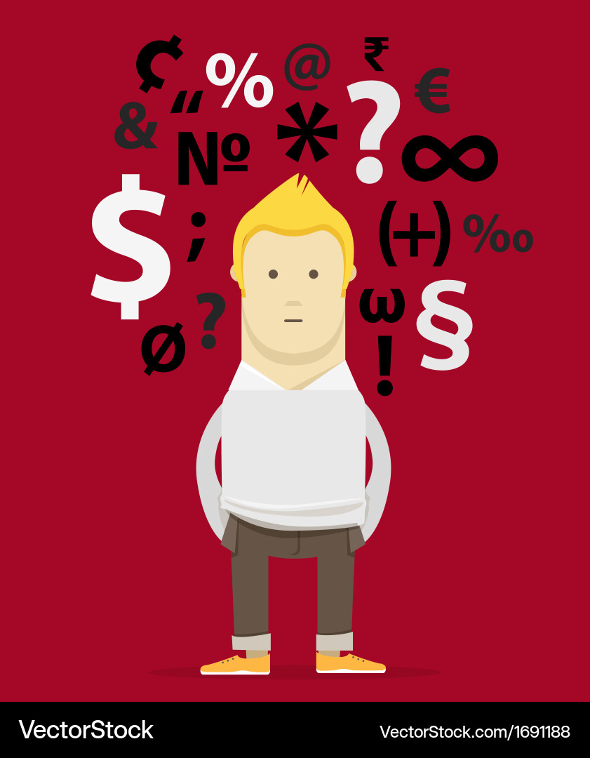 Hesiteting man Royalty Free Vector Image - VectorStock