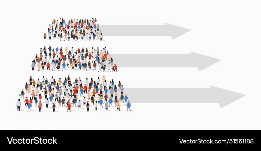 Large group of people in shape pyramid Royalty Free Vector