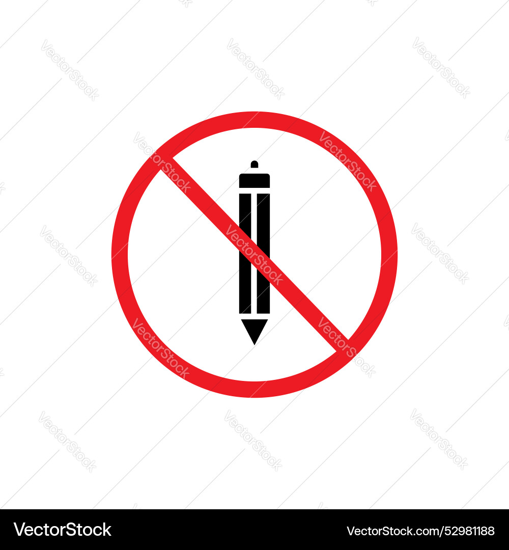 No writing sign icon set prohibition Royalty Free Vector