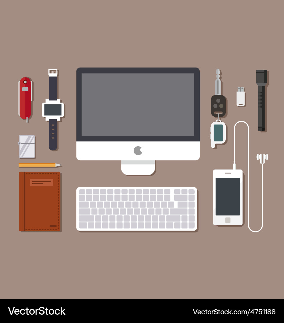 Office workspace top view Royalty Free Vector Image