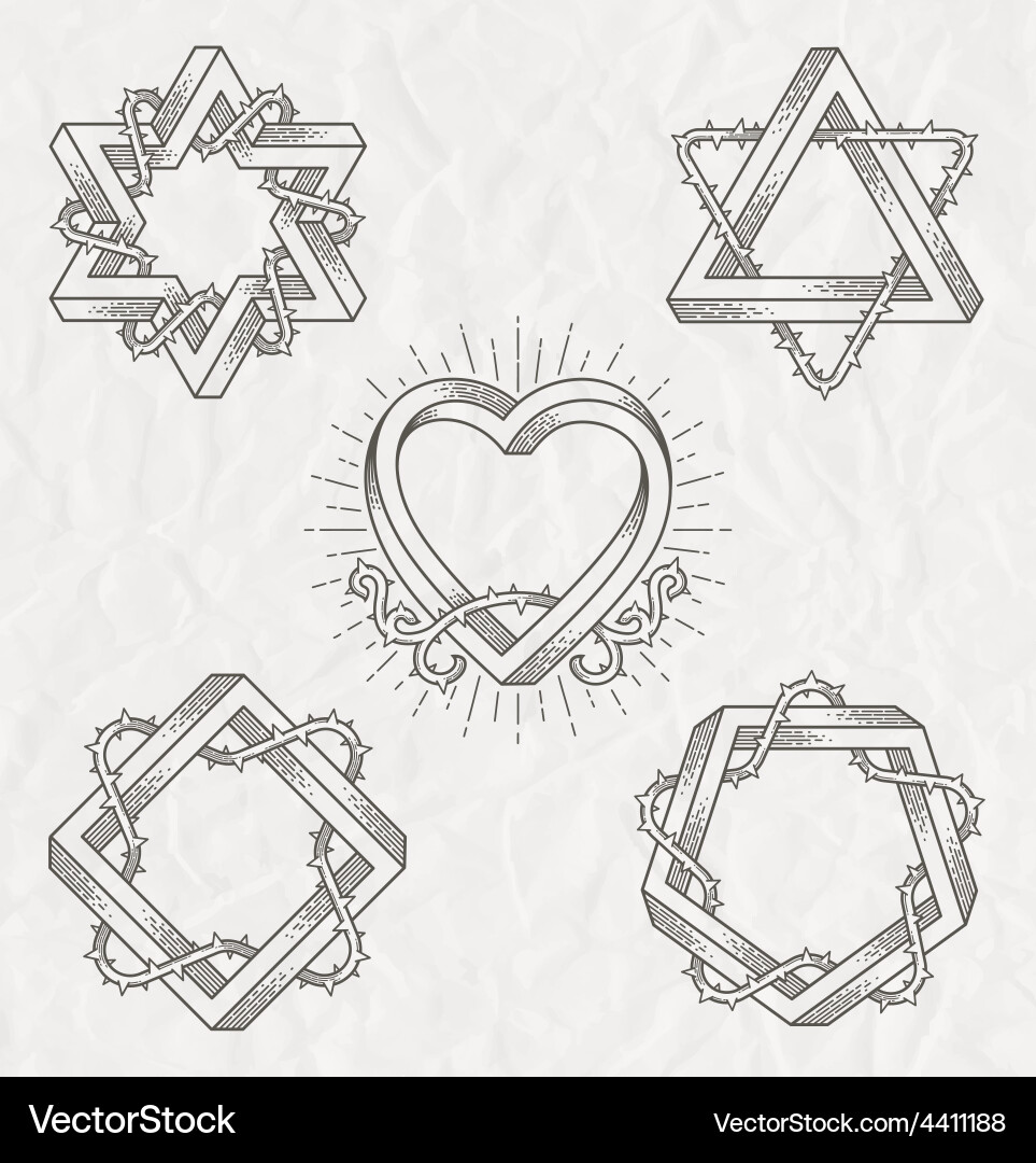 Tattoo style line art shape Royalty Free Vector Image
