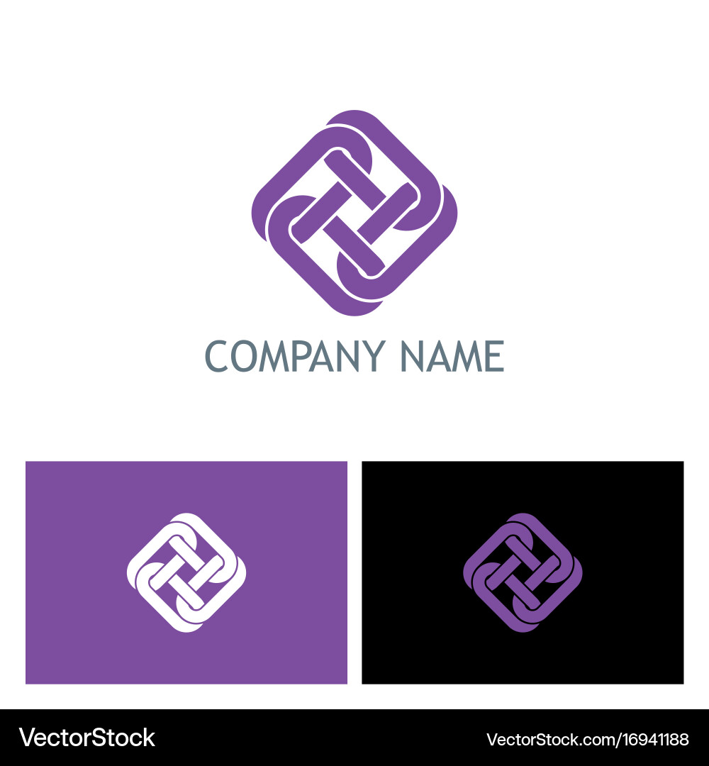 Unity circle chain square logo Royalty Free Vector Image