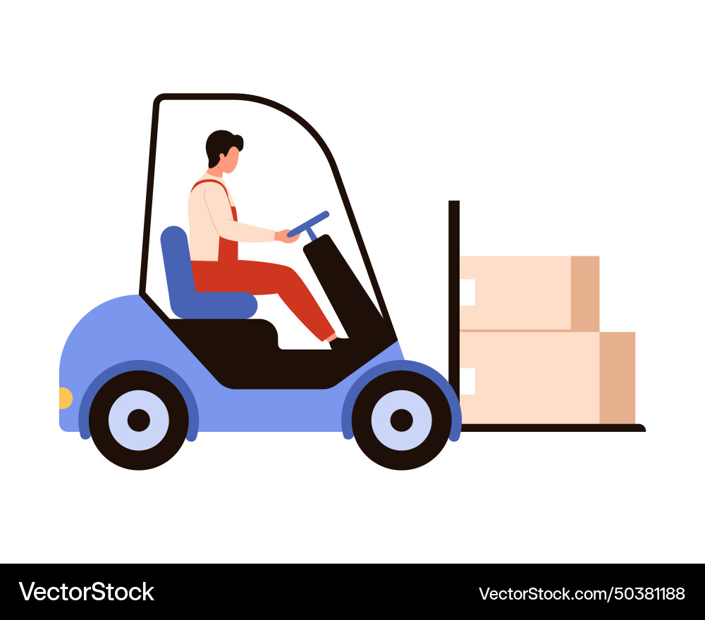 Warehouse Worker Carrying Cardboard Boxes Vector Image