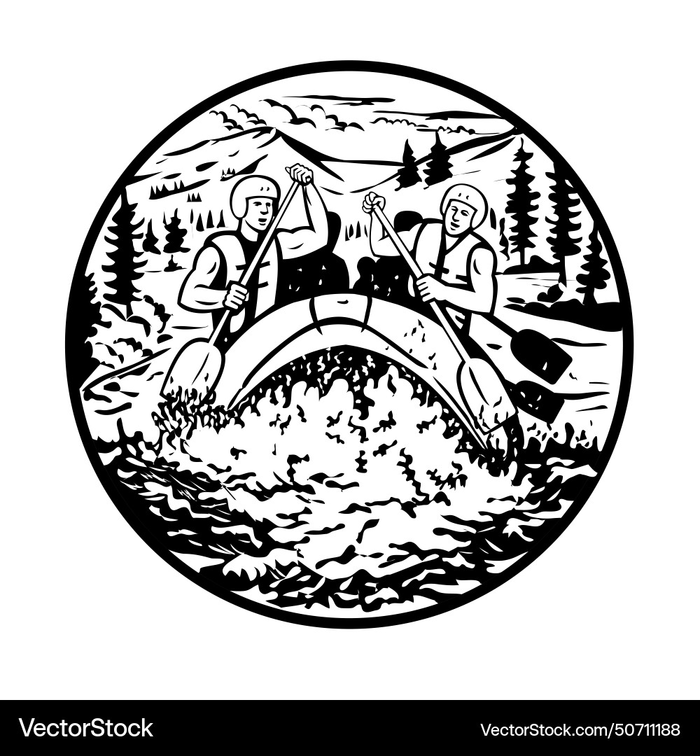 Whitewater rafting along colorado river estes Vector Image